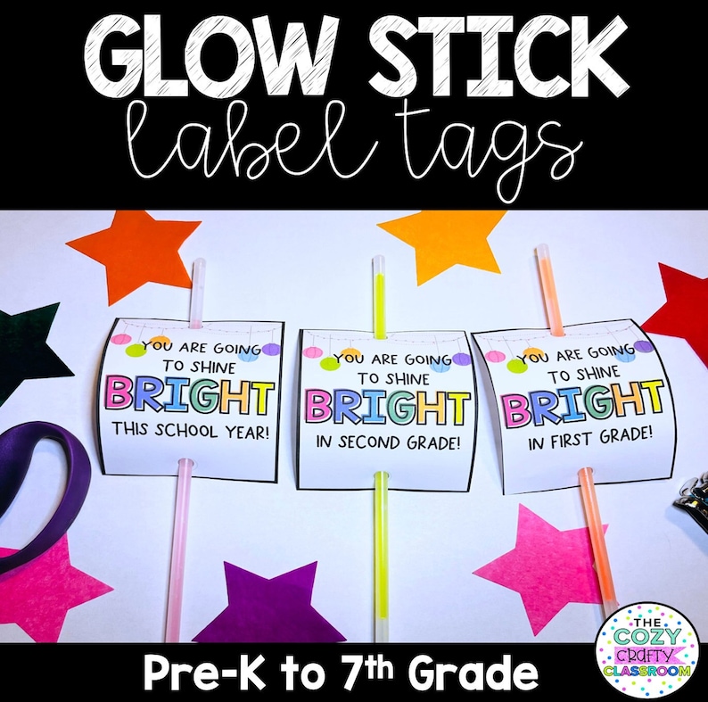 Back to School Glow Stick Tags (pre-k to 7th Grade) - Etsy