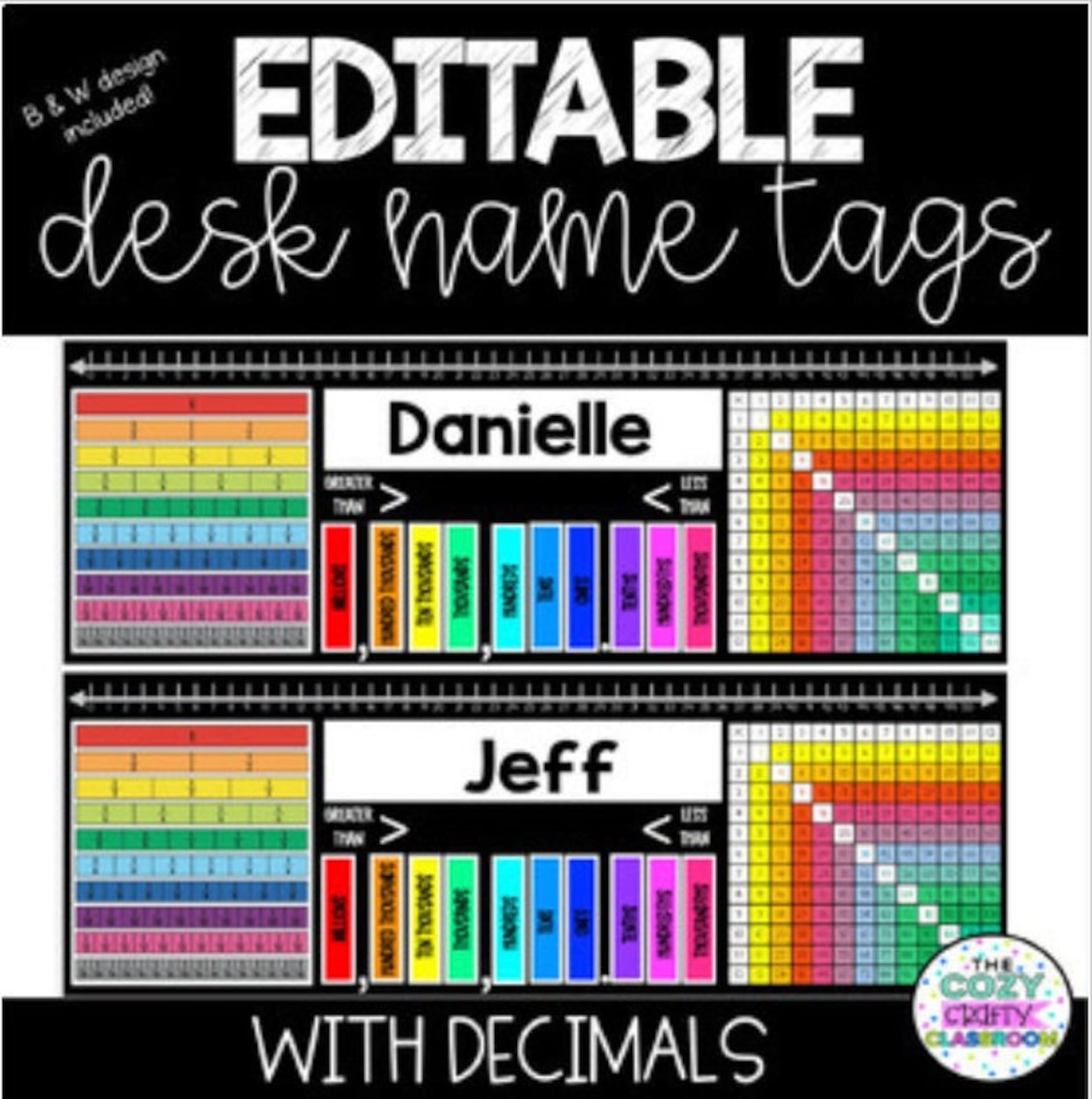 Editable Desk Name Tags-math/upper Elementary (WITH DECIMALS) - Etsy