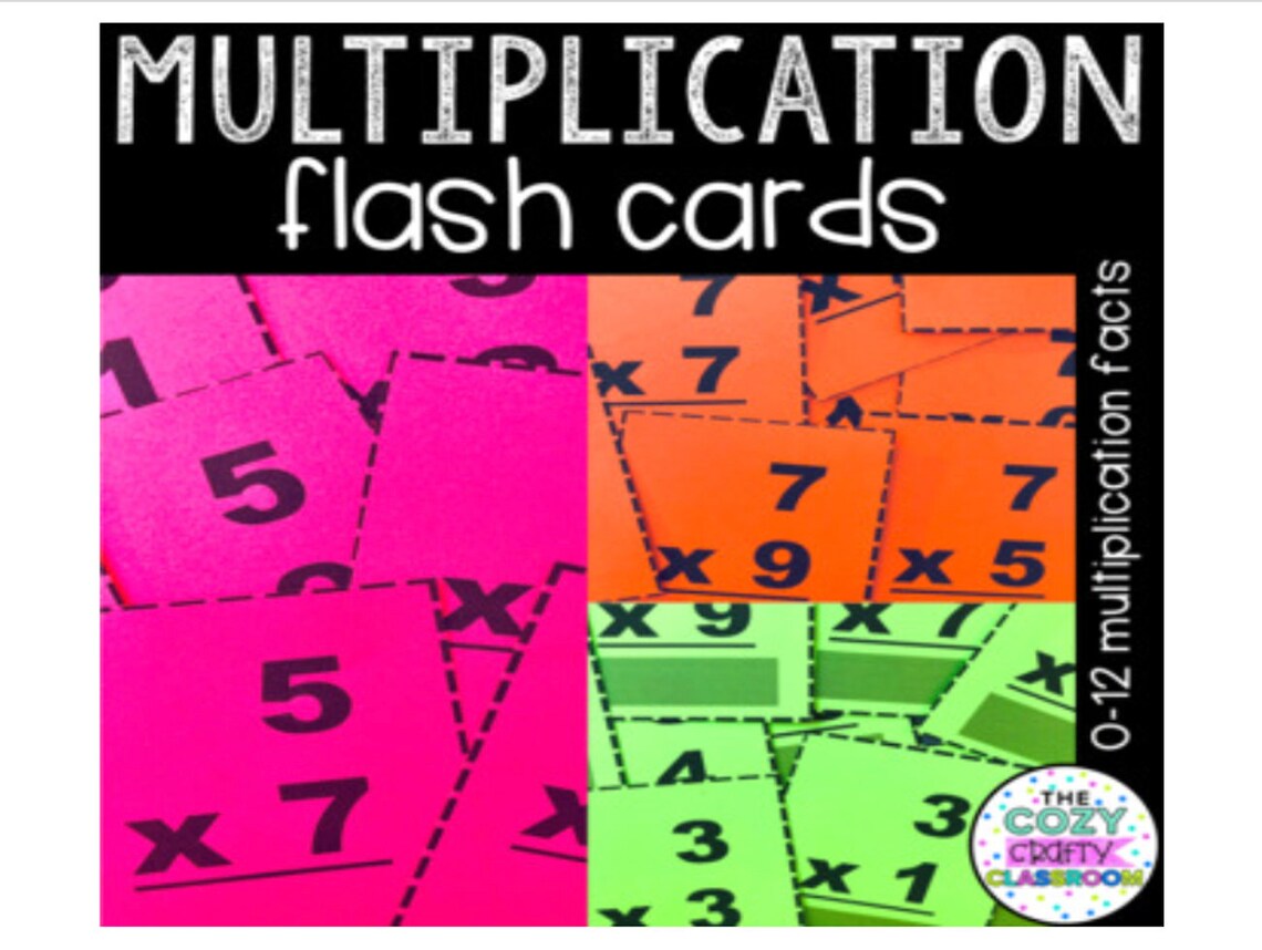 Multiplication Fact Flash Cards Printable 0-12 - Etsy