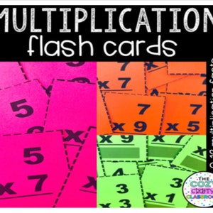 Multiplication Fact Flash Cards Printable 0-12 - Etsy