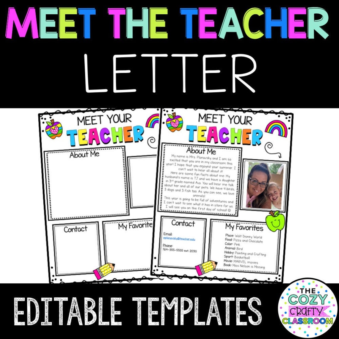 Meet the Teacher Letter Template Editable - Etsy