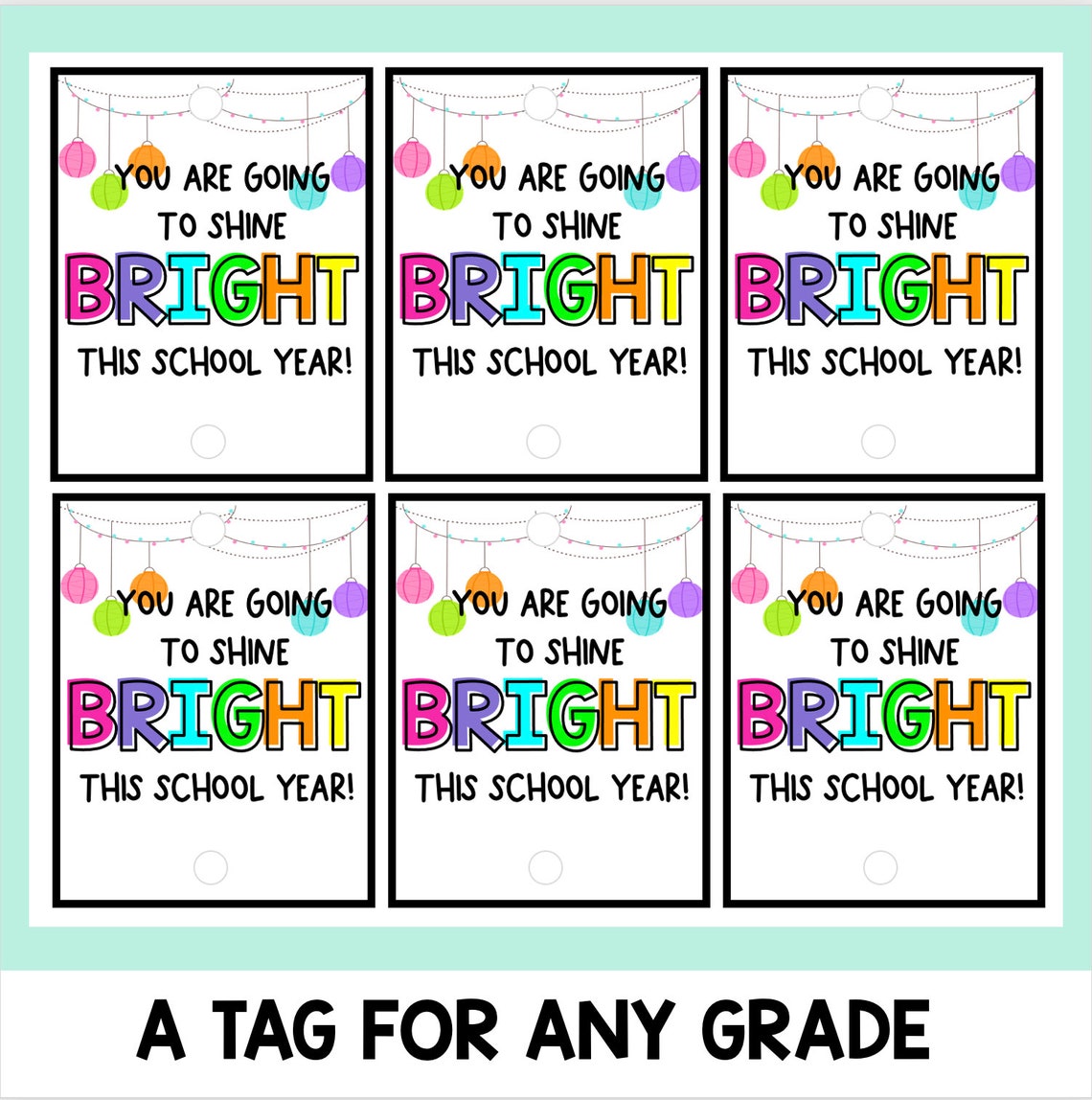 Back to School Glow Stick Tags (pre-k to 7th Grade) - Etsy