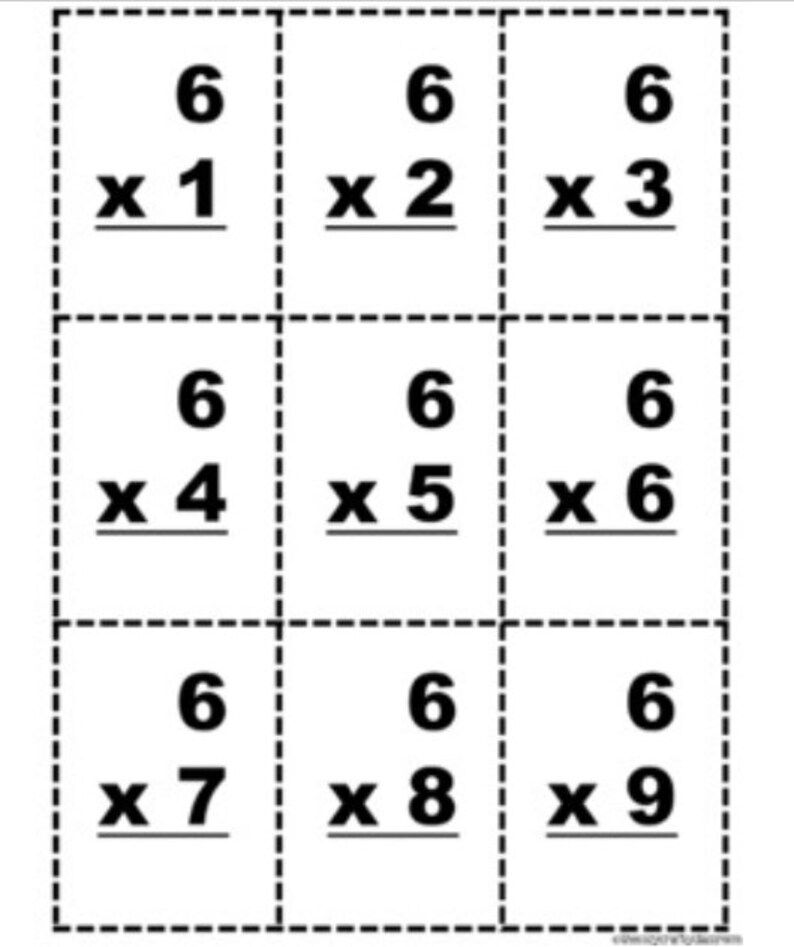 Multiplication Fact Flash Cards Printable 0-12 - Etsy