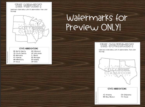 Hojas De Trabajo Sobre Las Cinco Regiones De Los Estados Unidos El