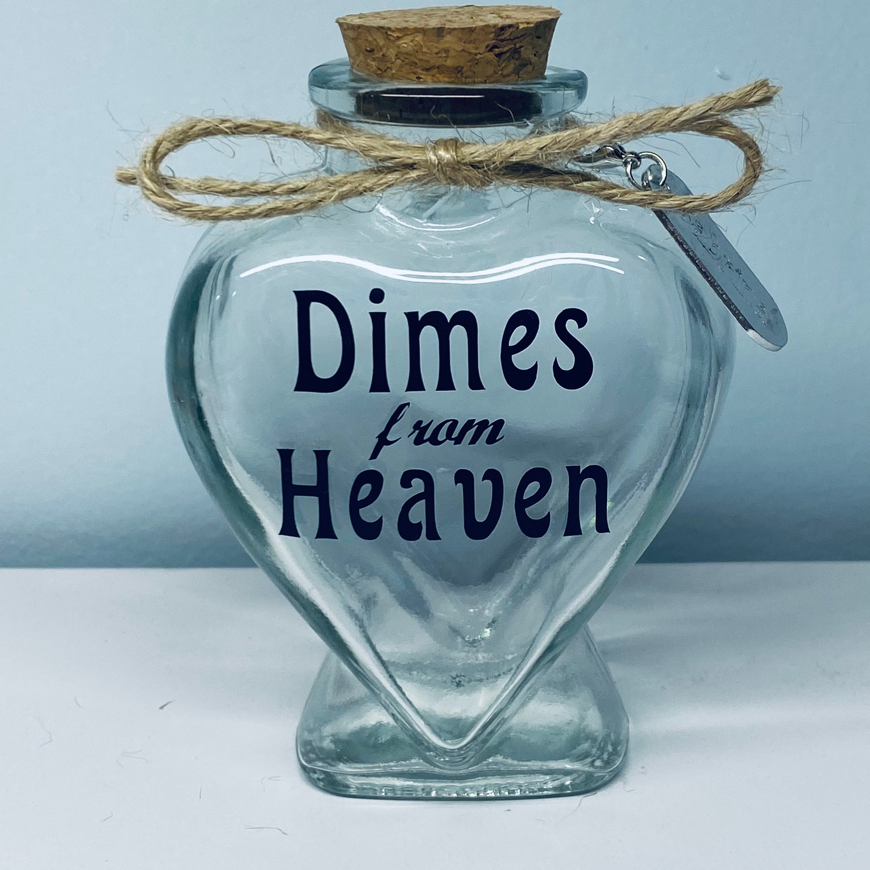 Engraved Tag. Dimes From Heaven. Heart Jar. Memorial of a Loved One. - Etsy