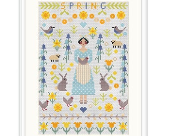 CROSS STITCH KIT Dutch Folkies Sampler by Riverdrift House - Etsy