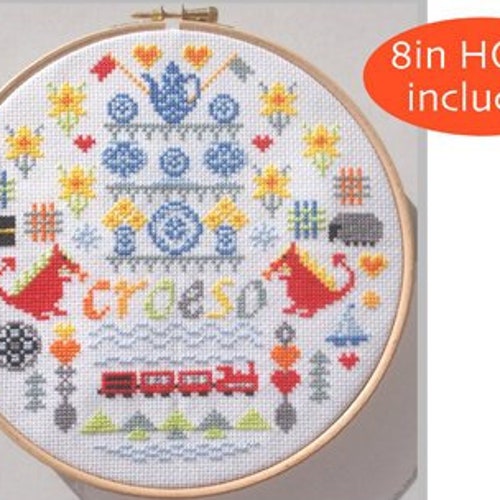 CROSS STITCH KIT Welsh Folkies Sampler by Riverdrift House - Etsy