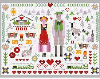 CROSS STITCH KIT Dutch Folkies Sampler by Riverdrift House | Etsy