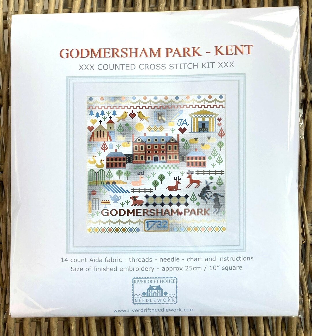 CROSS STITCH KIT Jane Austen Godmersham Park Sampler by Riverdrift ...