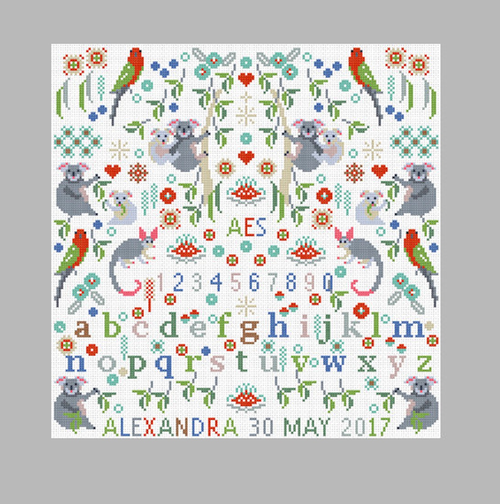 CROSS STITCH KIT Personalised Little Koalas Sampler by - Etsy UK