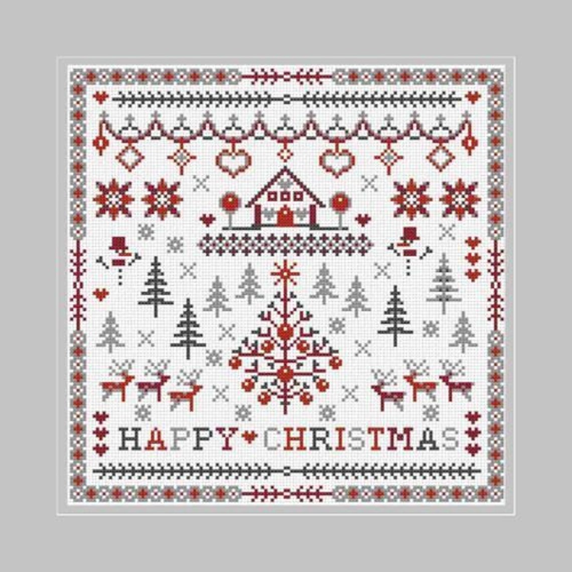 CROSS STITCH KIT Happy Christmas Sampler by Riverdrift House - Etsy