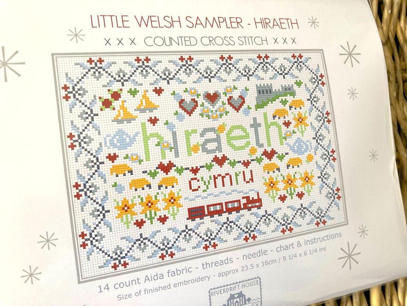 CROSS STITCH KIT Hiraeth (longing for Wales) Sampler by Riverdrift ...