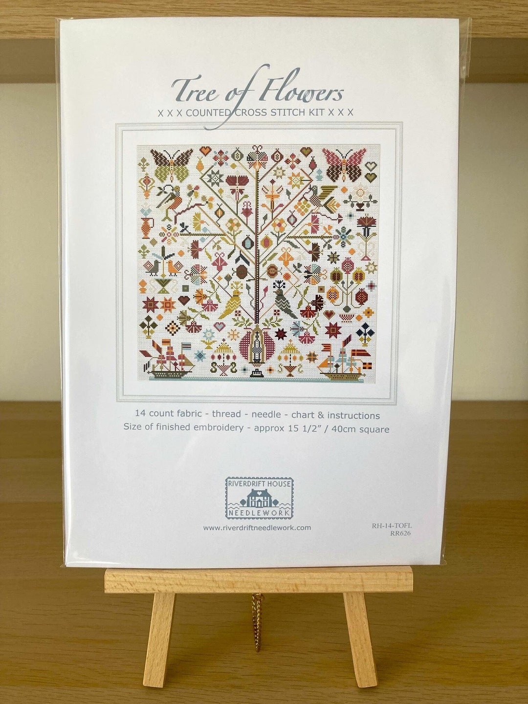 CROSS STITCH KIT (aida Version) Tree of Flowers Sampler by Riverdrift ...