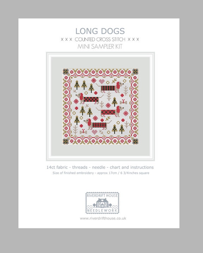 CROSS STITCH KIT Mini Long Dogs by Riverdrift House - Etsy