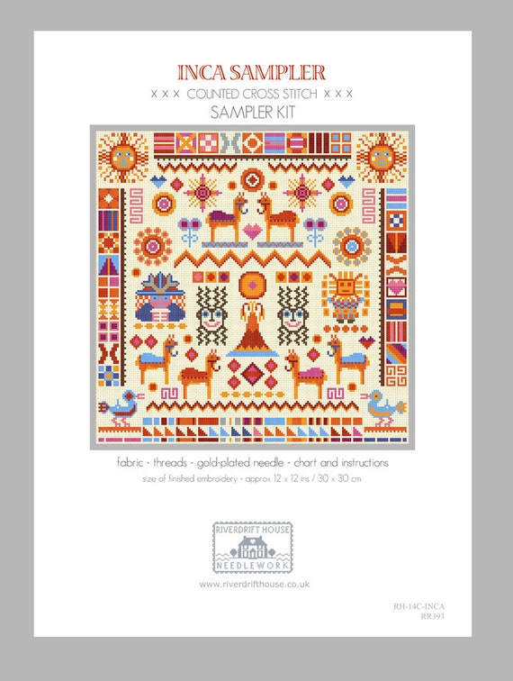 CROSS STITCH KIT aida Version Inca Sampler by Riverdrift | Etsy