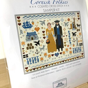 CROSS STITCH KIT Cornish Folkies Sampler (aida Version) by Riverdrift ...