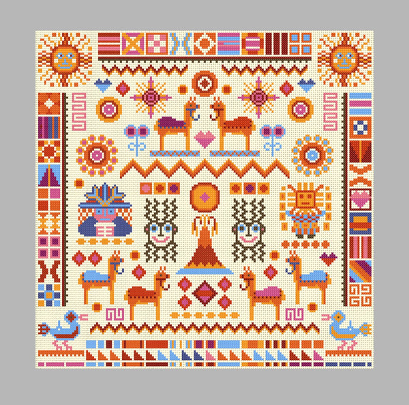 CROSS STITCH KIT aida Version Inca Sampler by Riverdrift | Etsy