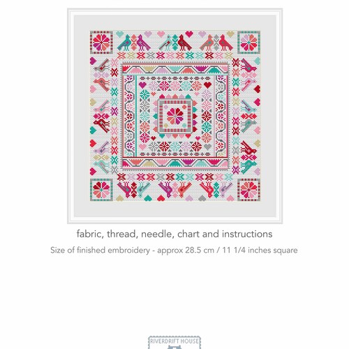 CROSS STITCH KIT Hungarian Ribbon Square Aida by Riverdrift - Etsy
