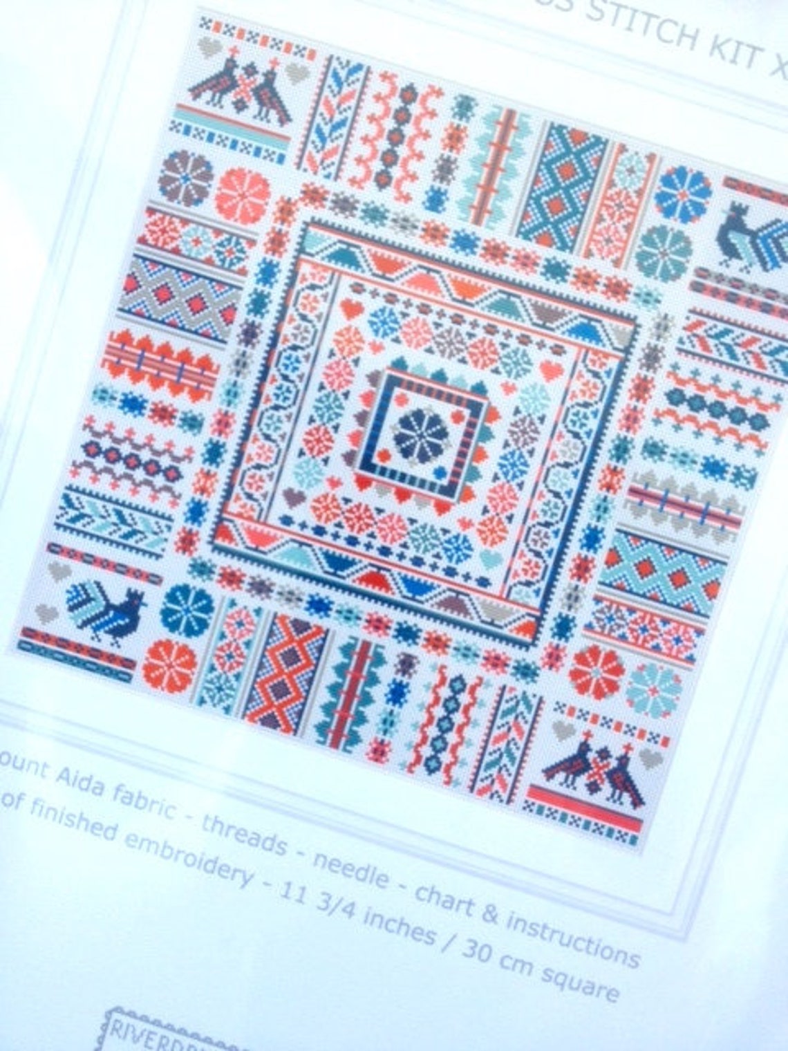 CROSS STITCH KIT Hungarian Ribbon Square 16 Count Aida by - Etsy