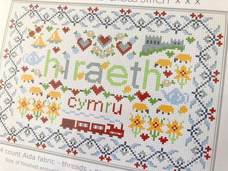 CROSS STITCH KIT Hiraeth (longing for Wales) Sampler by Riverdrift ...