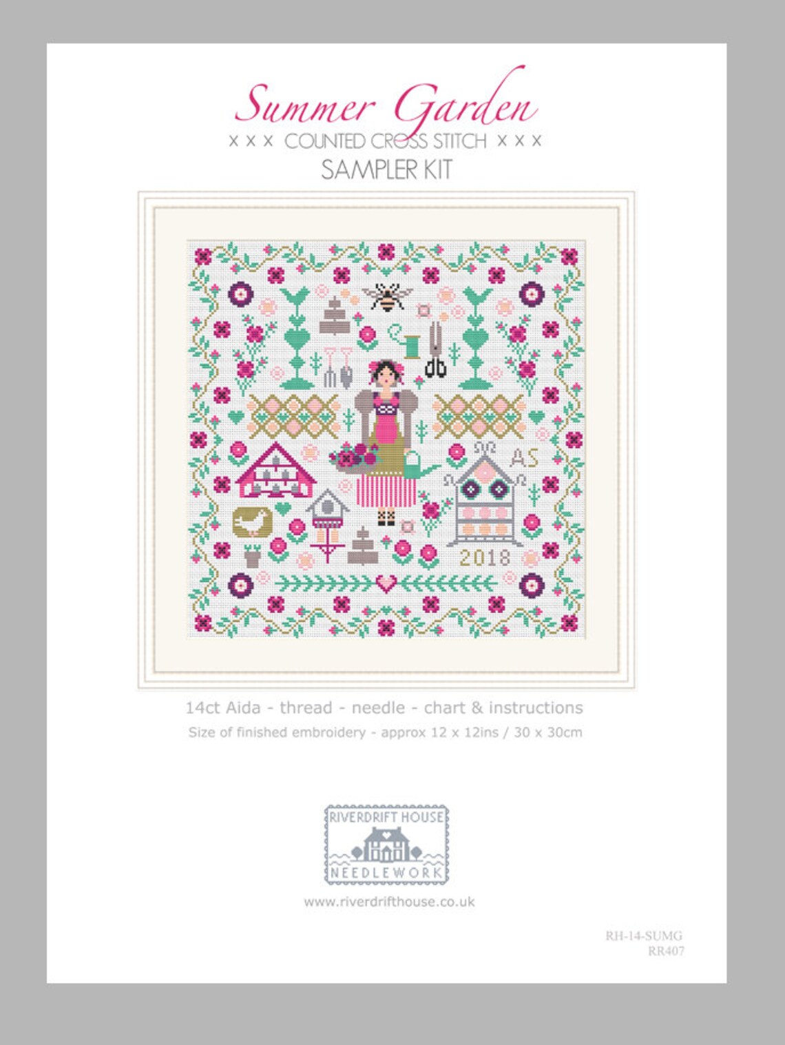 CROSS STITCH KIT Summer Garden Sampler by Riverdrift House - Etsy