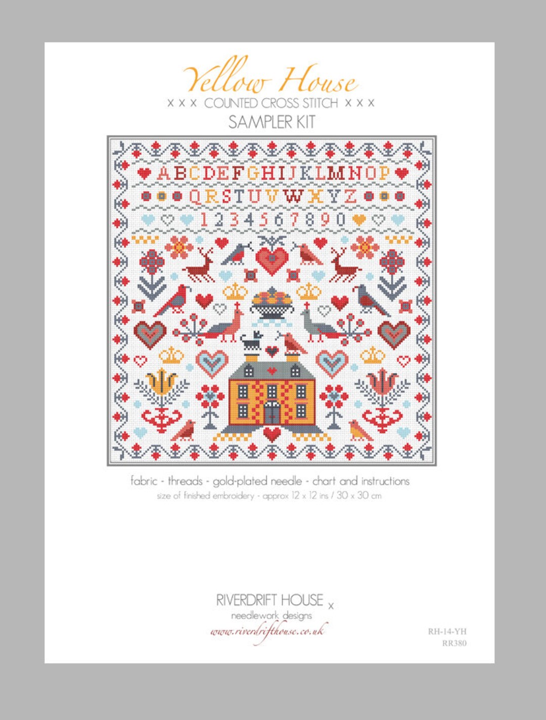 CROSS STITCH KIT Yellow House Sampler by Riverdrift House - Etsy