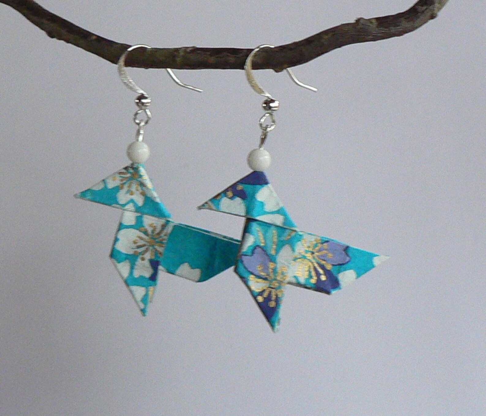 Origami Cranes Japanese Paper Earrings. - Etsy