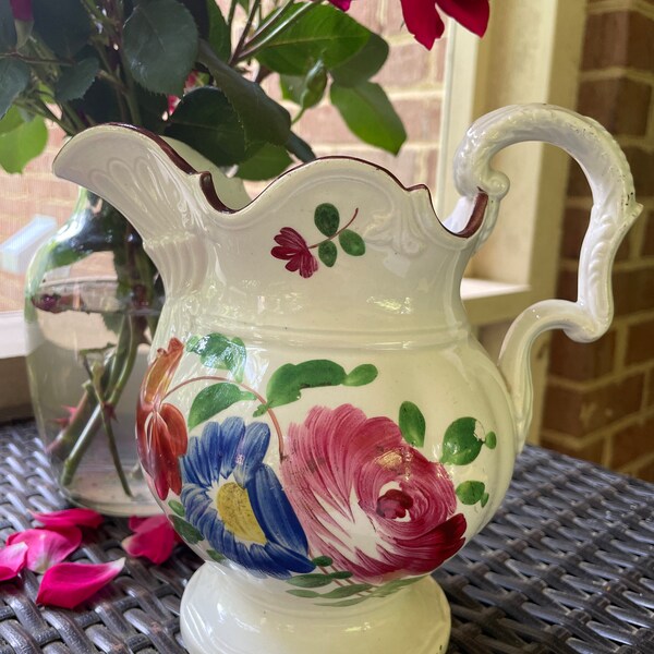 Staffordshire Pitcher With Roses - Etsy