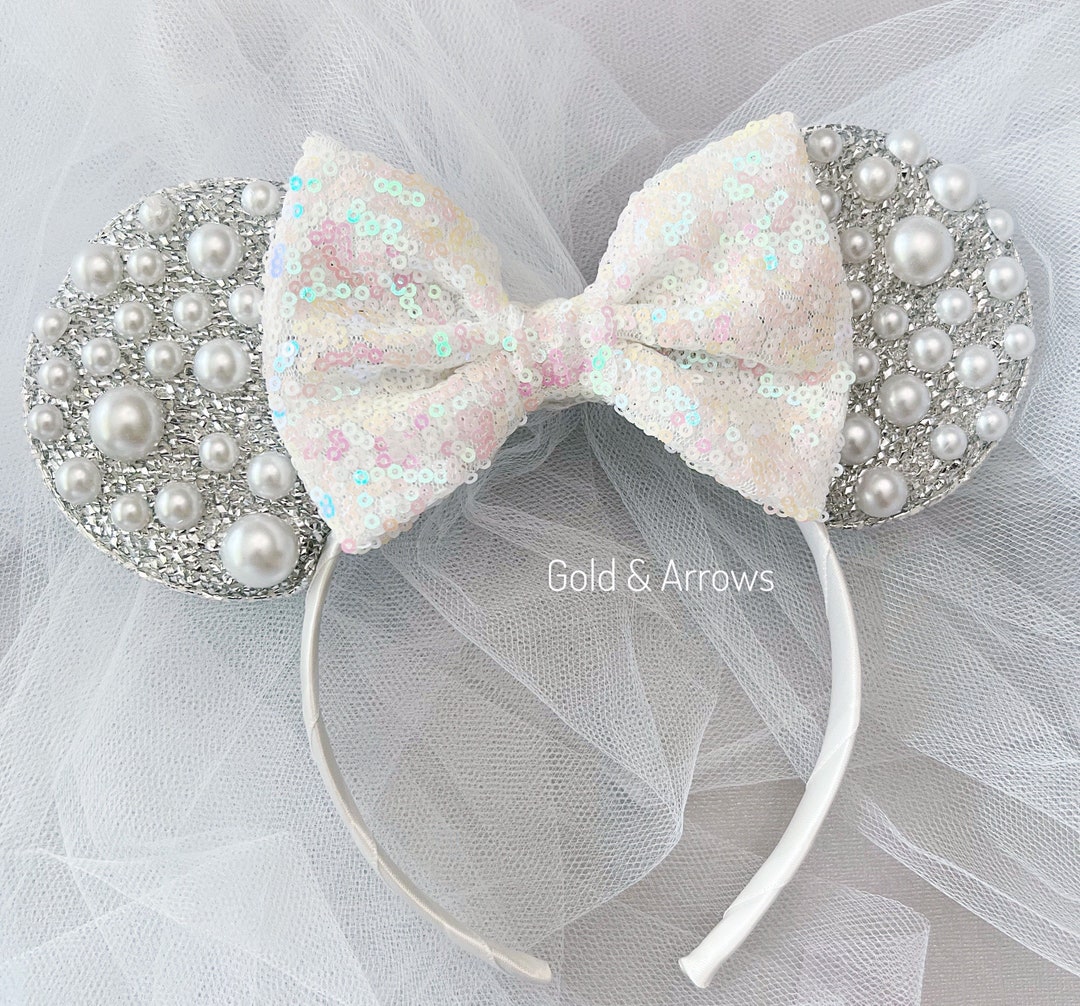 Bride Minnie Ears Headband, White Minnie Bride Ears, Bride Mickey Ears ...