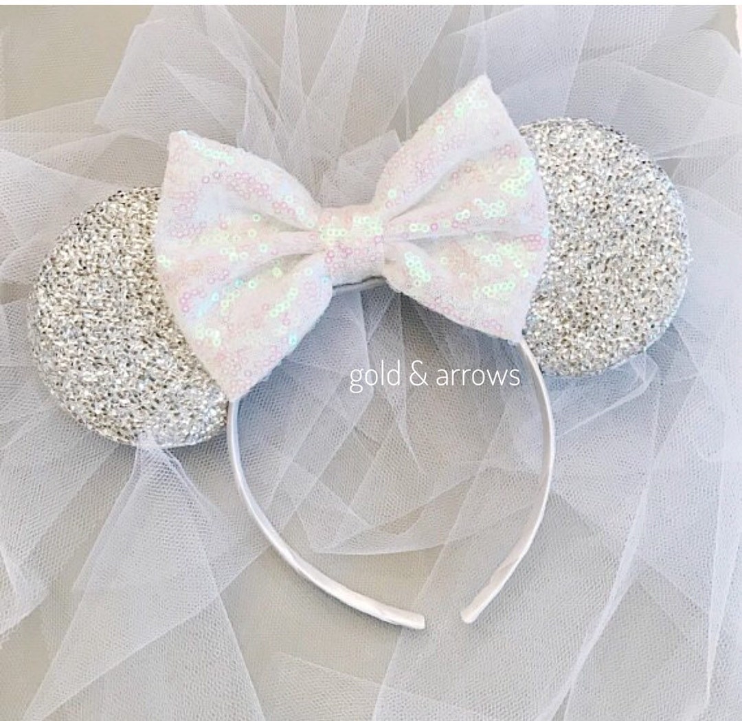 Bride Minnie Ears Headband, White Minnie Bride Ears, Bride Mickey Ears ...