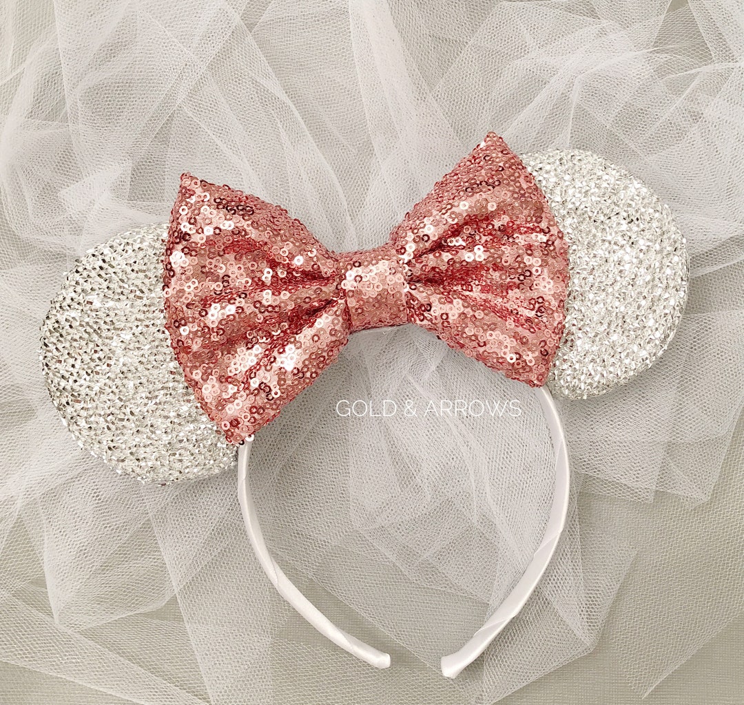 Bride Minnie Ears, Pink Bride Minnie Ears Headband, Minnie Bride Mouse ...