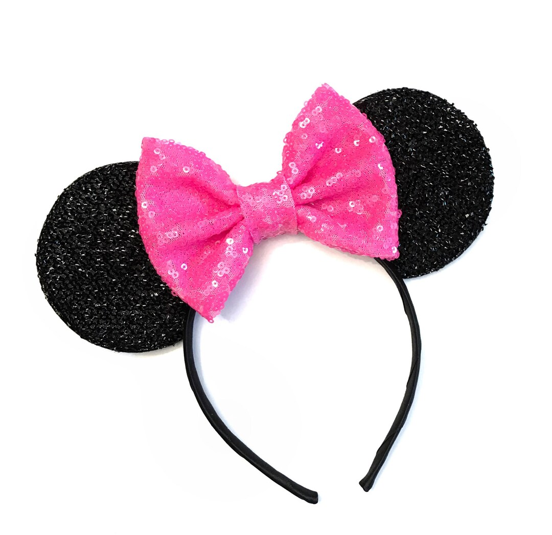 Hot Pink Minnie Ears - Minnie Mouse Ears - Mickey Ears - Sparkly Mickey ...