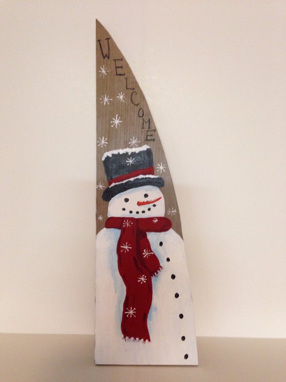 Items similar to Hand-painted snowman Welcome sign on Etsy