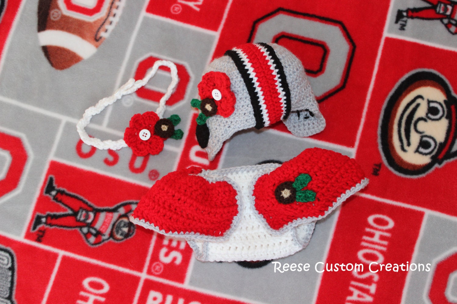 Crochet Ohio State Buckeyes Inspired Newborn Baby Girl Photo Prop ...