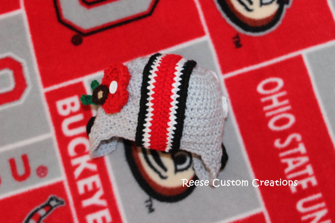 Crochet Ohio State Hat Buckeyes Helmet Hat Inspired- 5-7 Day Lead Time ...