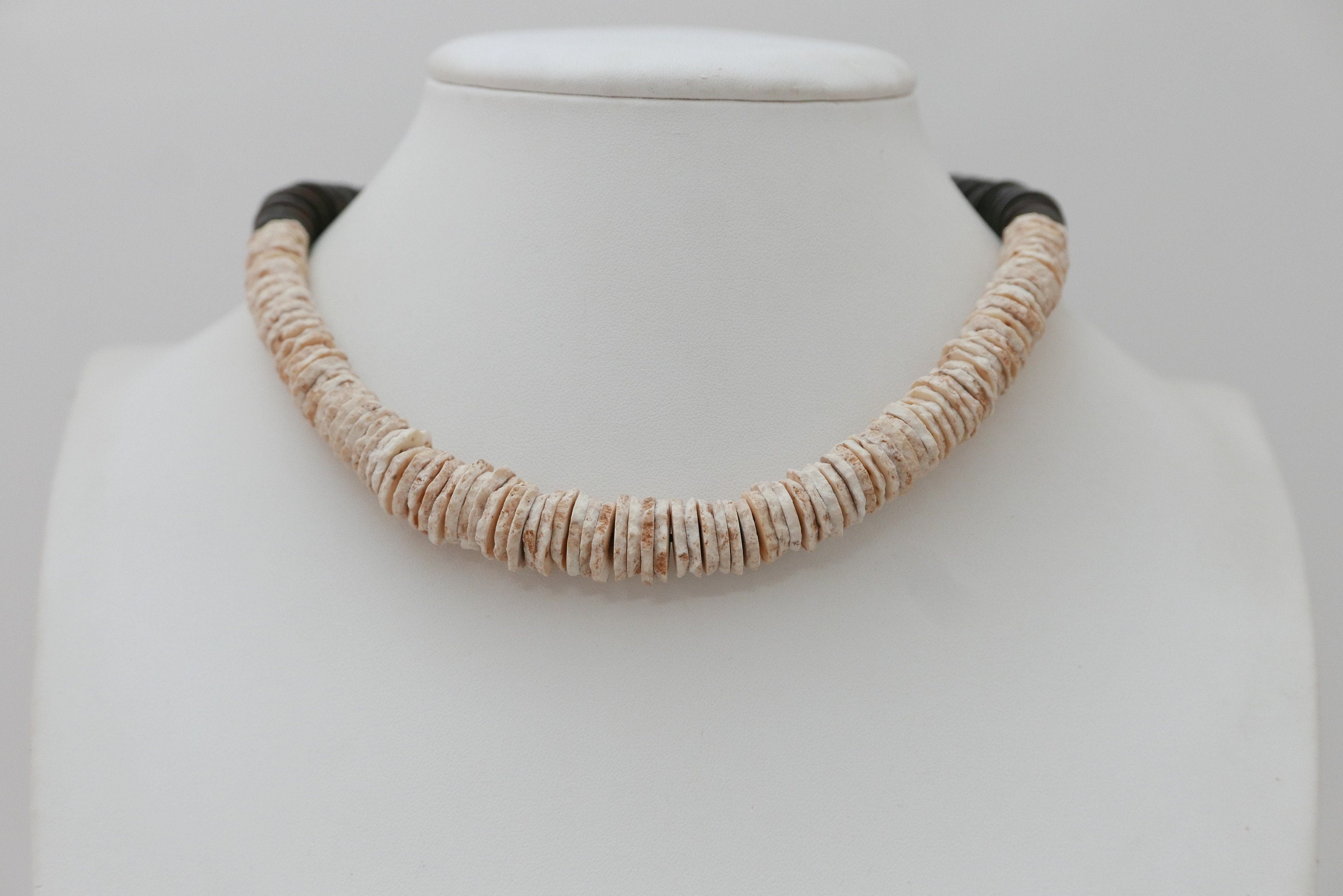Vintage African Necklace: Ostrich Egg Shell & Coconut Heishi Beads - Etsy
