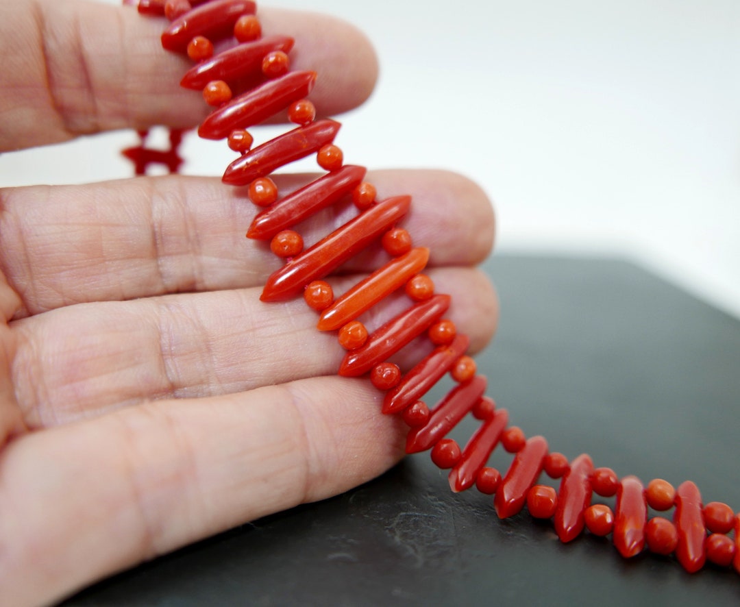 Antique Red Coral Bracelet Natural Coral Beaded Bracelet Red - Etsy