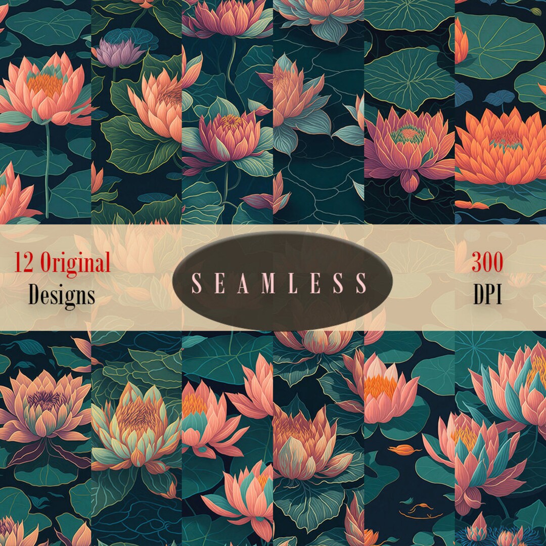 Seamless Sublimation Png, Lotus Nature Print - 12 -digital Print Floral ...