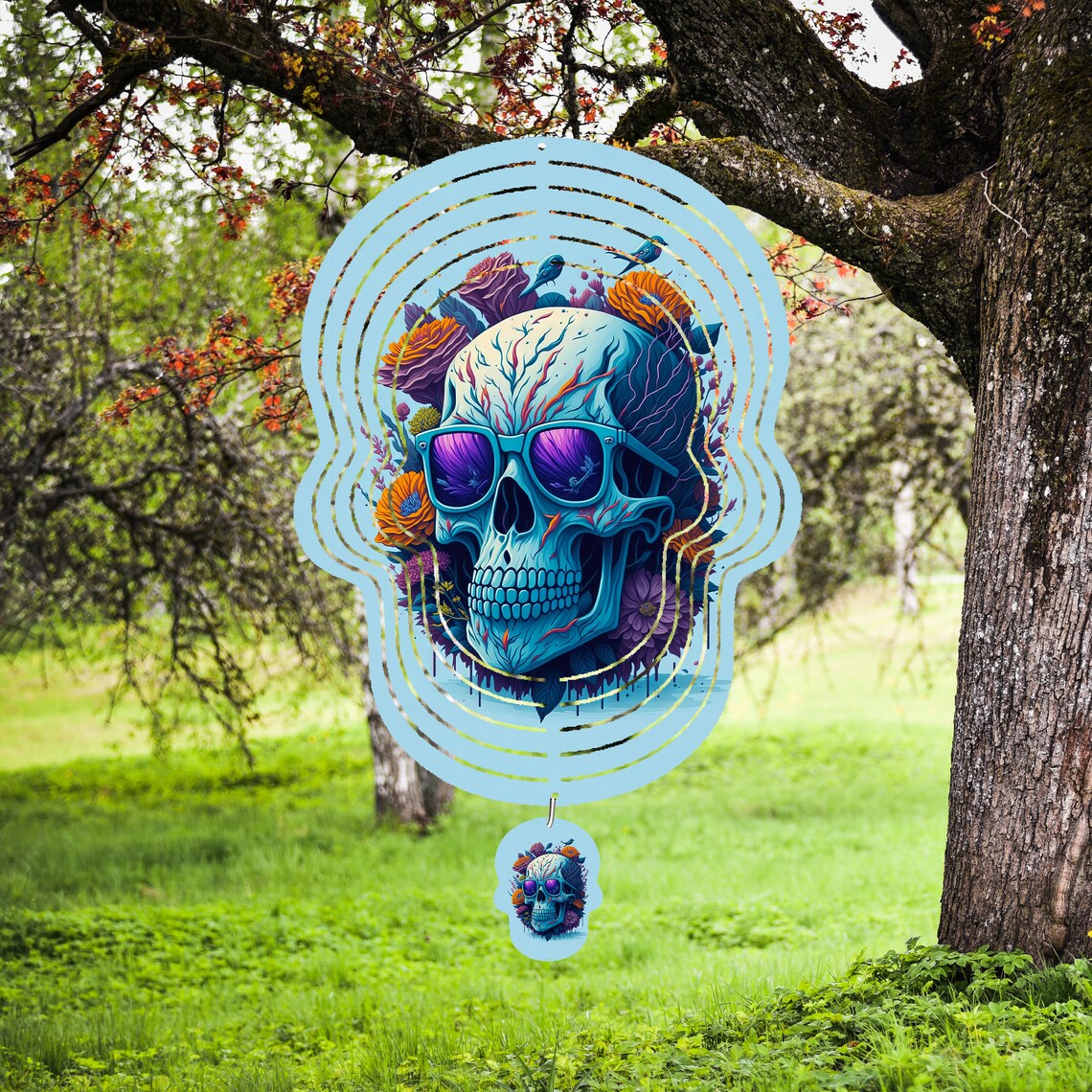 Skull Wind Spinner , Sublimation PNG With SVG Template, Wind Spinner ...