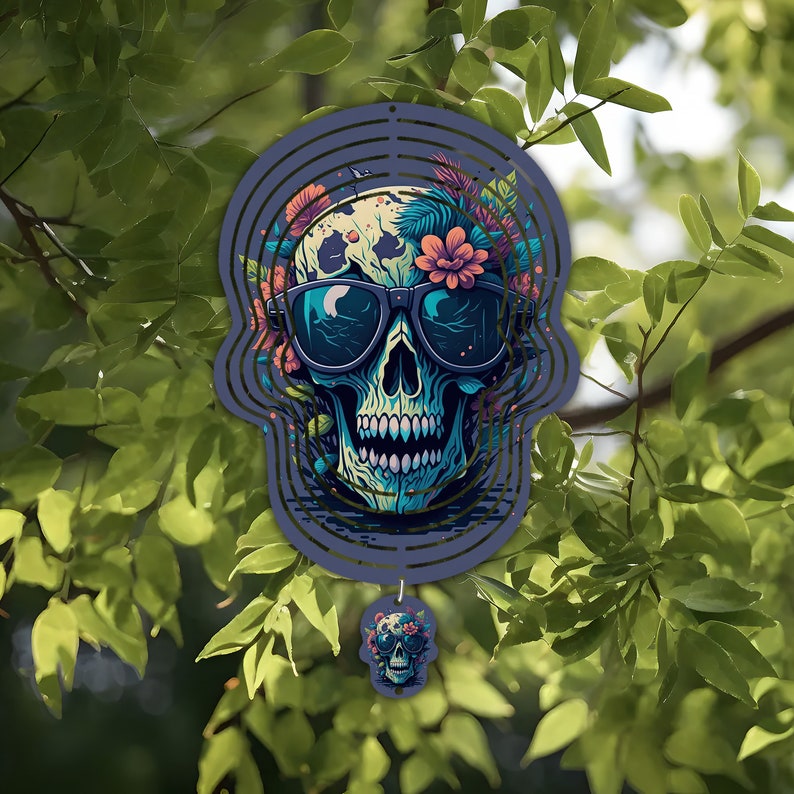 Skull Wind Spinner , Sublimation PNG With SVG Template, Wind Spinner ...