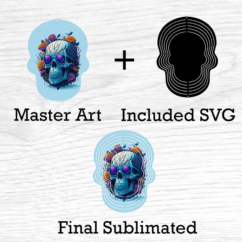Skull Wind Spinner , Sublimation PNG With SVG Template, Wind Spinner ...