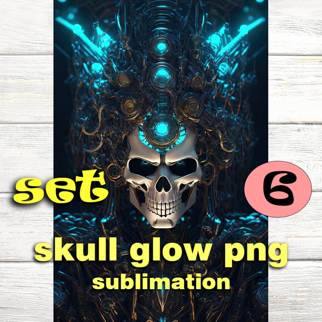 Skull Glow PNG Sublimation Png Set of 6 Fantasy Design - Etsy
