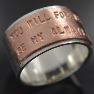 Anillo de frase con cualquier frase hecha a mano en plata de ley 925 y ...