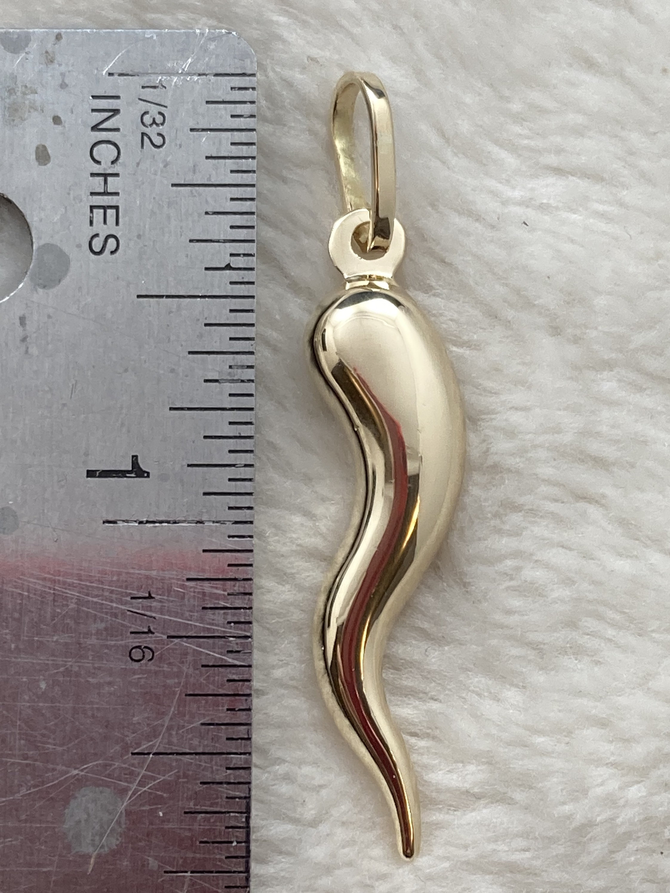 Cuerno italiano 14k oro amarillo 33mm artículo sólido - Etsy España