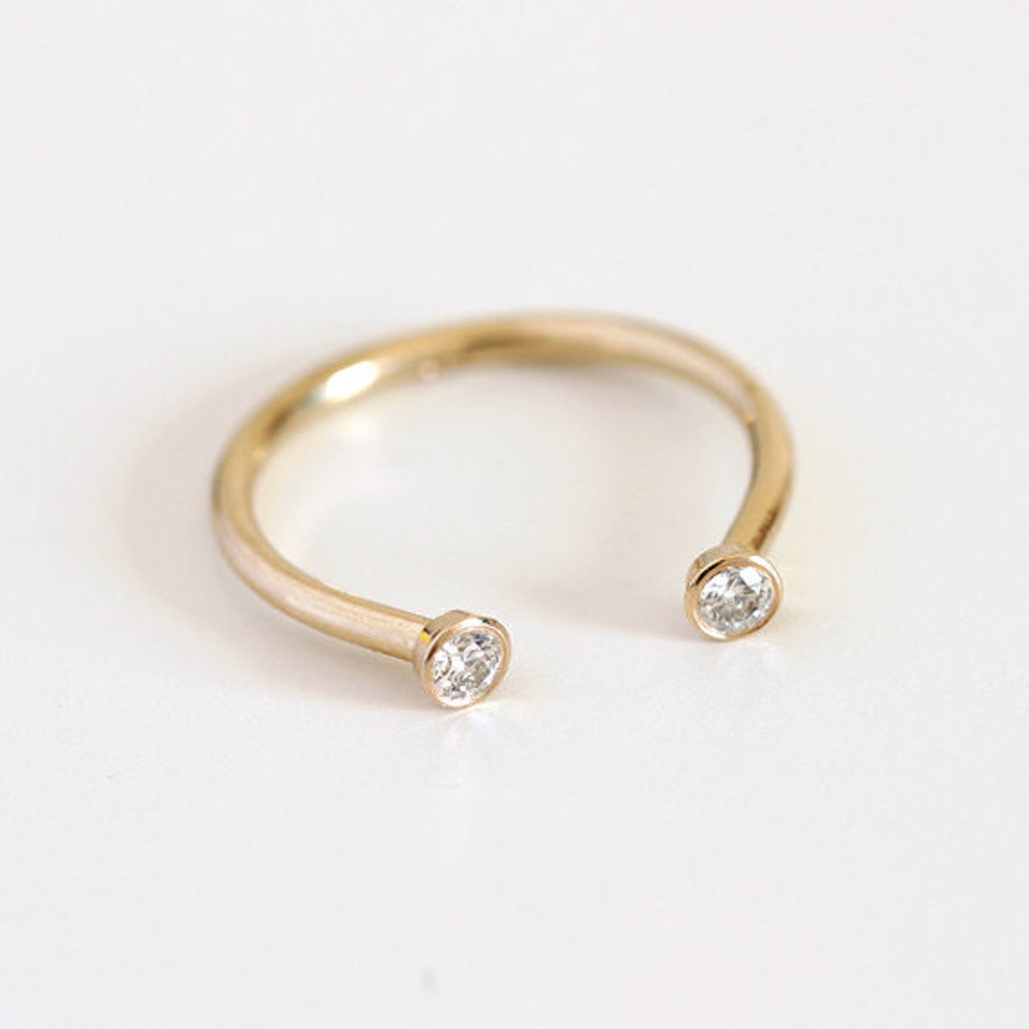 Sale Dual Diamond Ring Double Diamond Ring Dainty | Etsy