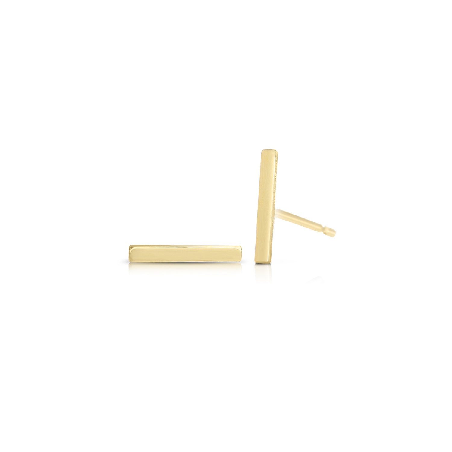 Linear Bar Stud Earrings 14k SOLID Gold Gold Bar Studs Tiny - Etsy