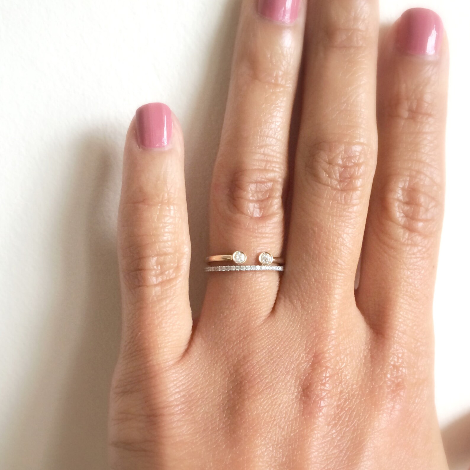 Sale Dual Diamond Ring Double Diamond Ring Dainty | Etsy