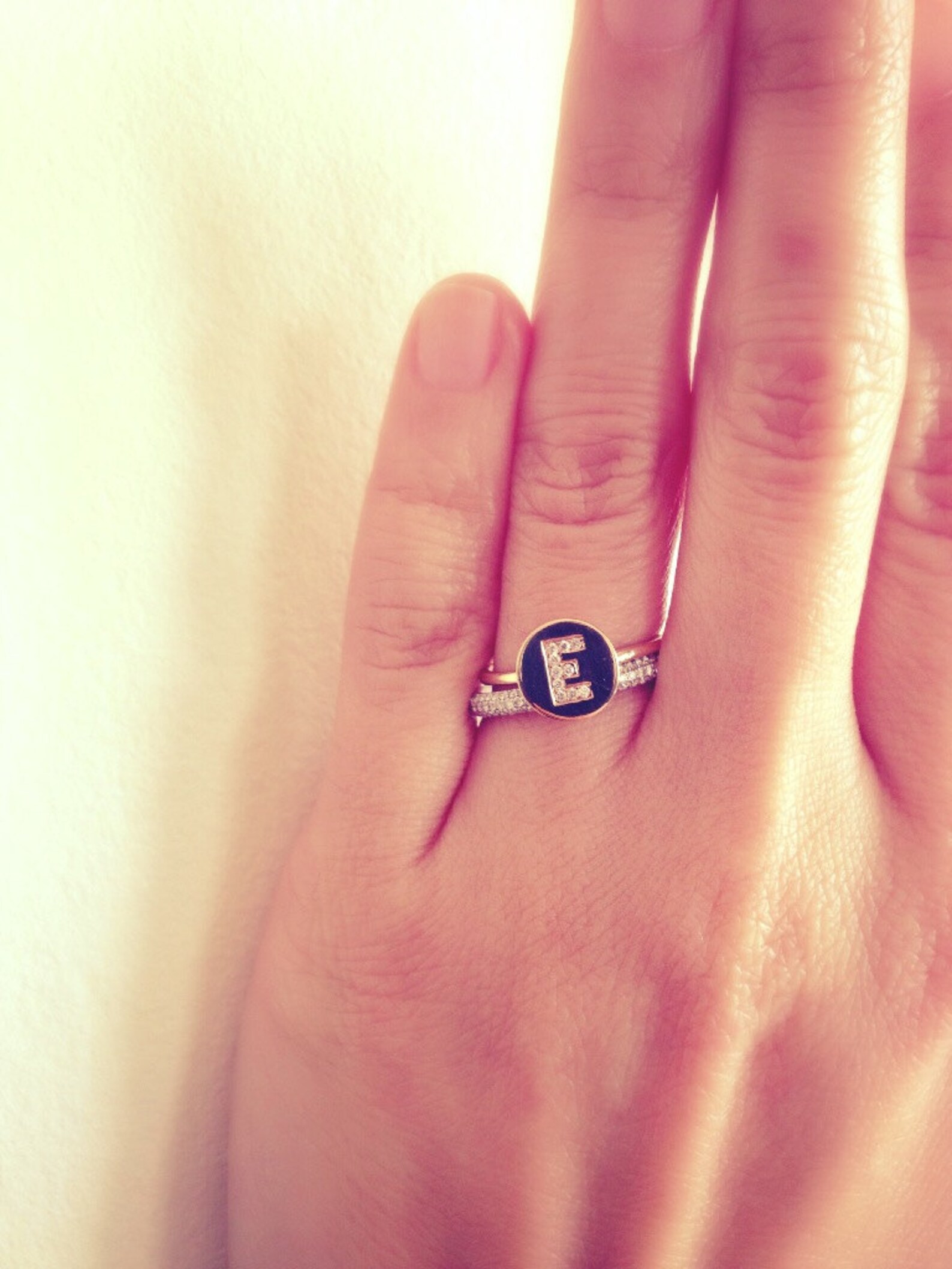 Diamond Initial Ring. 14K SOLID Gold. Initial Disc. - Etsy