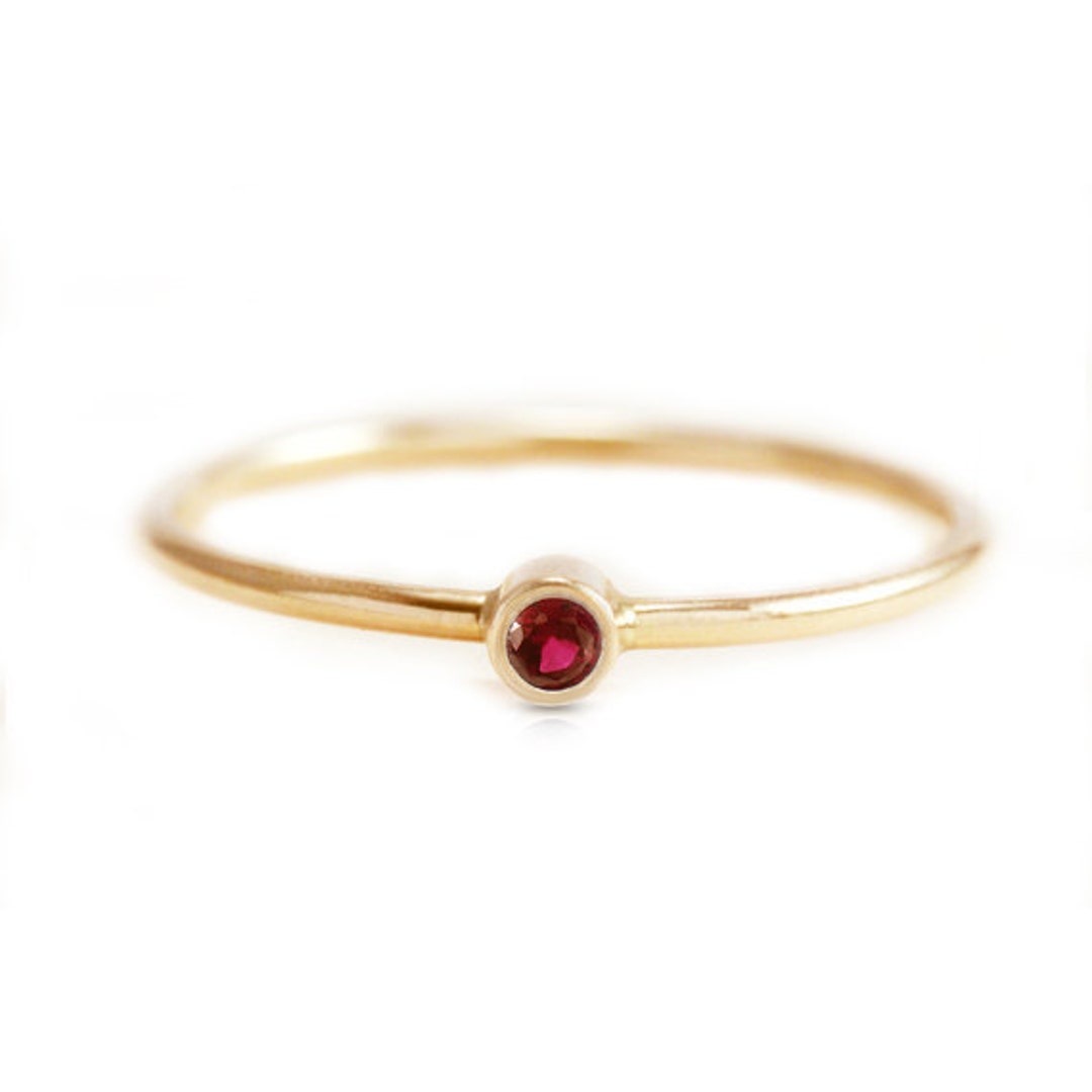 Dainty Ruby Ring, Solid 14k Gold, Ruby Birthtone Ring, Dainty ...