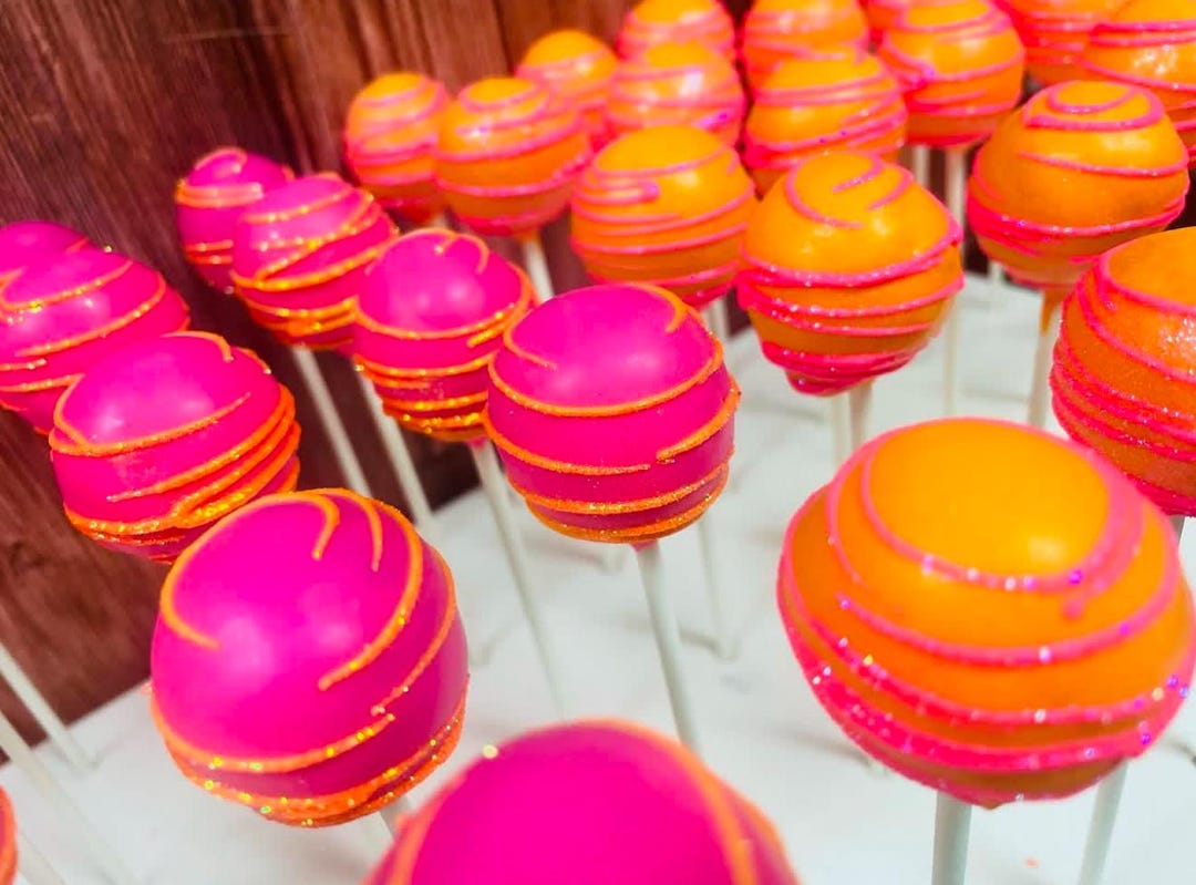 Neon Orange and Pink Sparkle Cake Pops - Etsy